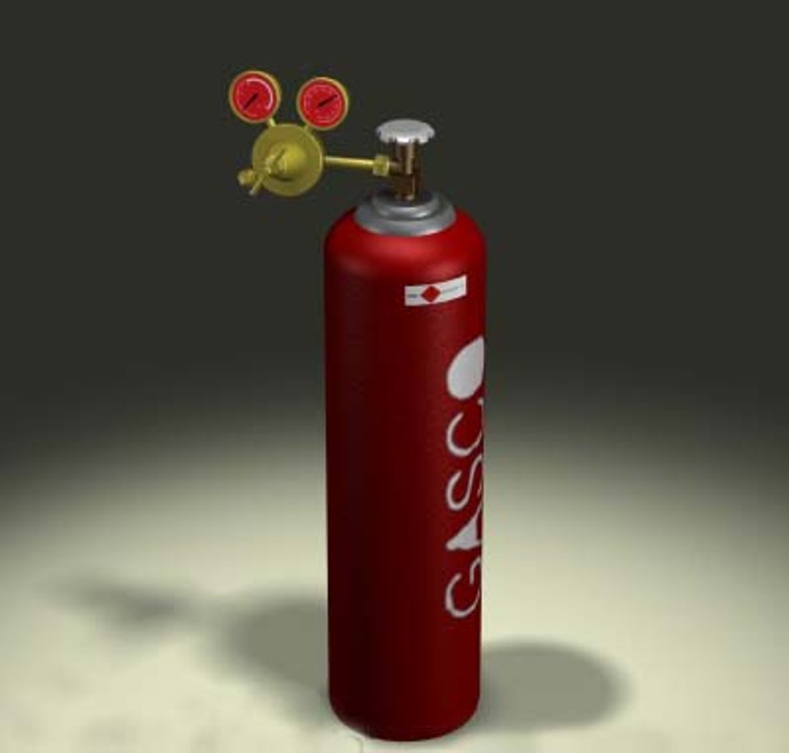 Red Acetylene Tank 3d Model