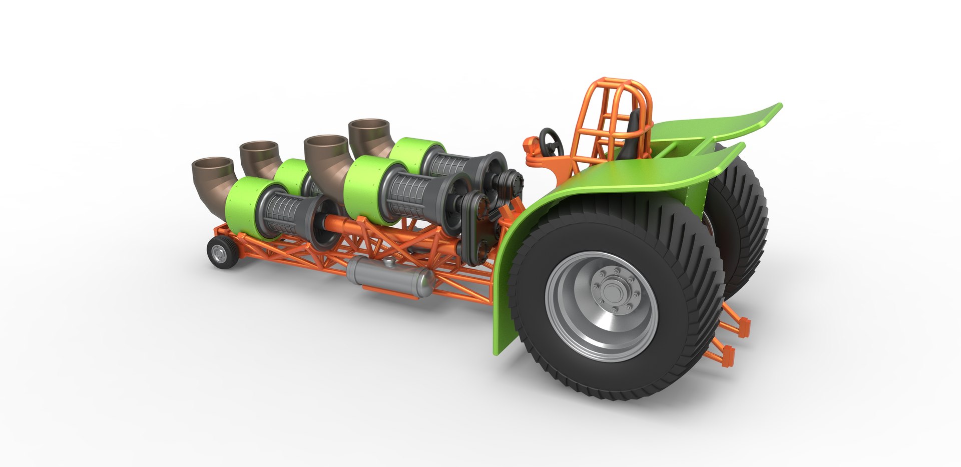 Diecast Pulling Tractor With 4 Jet Engines Version 3 Scale 1 To 25 3D ...