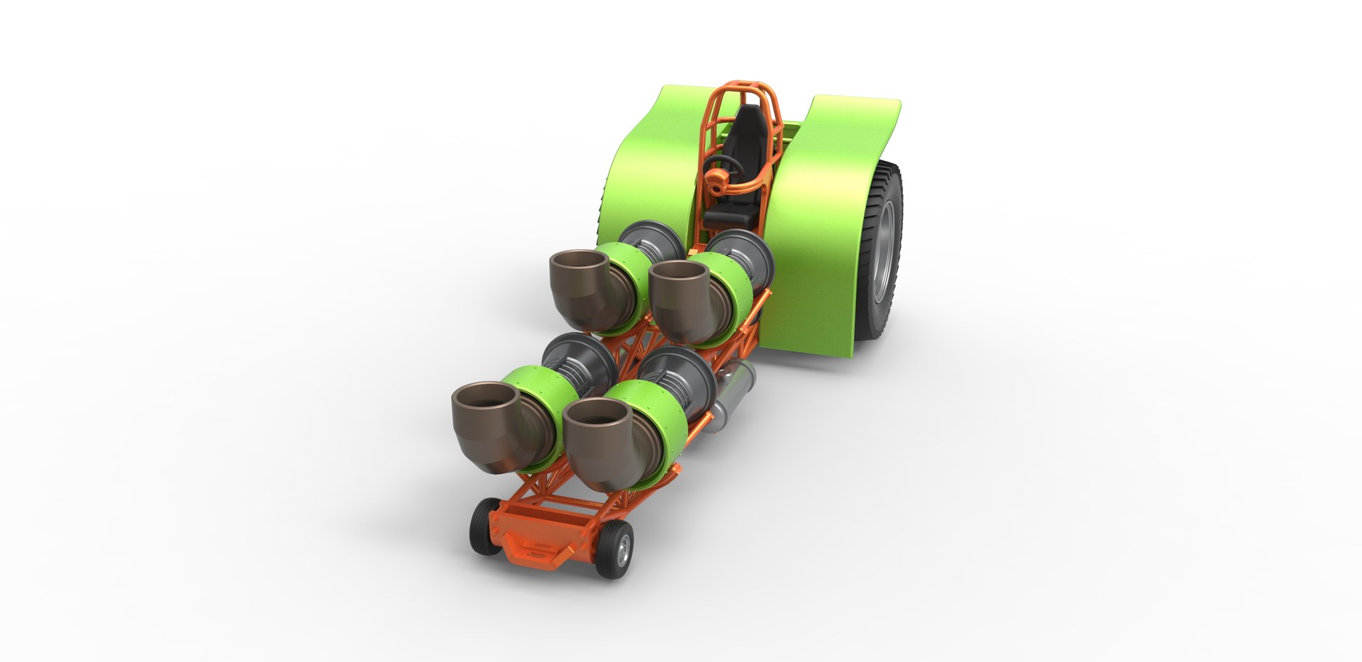 Diecast Pulling Tractor With 4 Jet Engines Version 3 Scale 1 To 25 3D ...