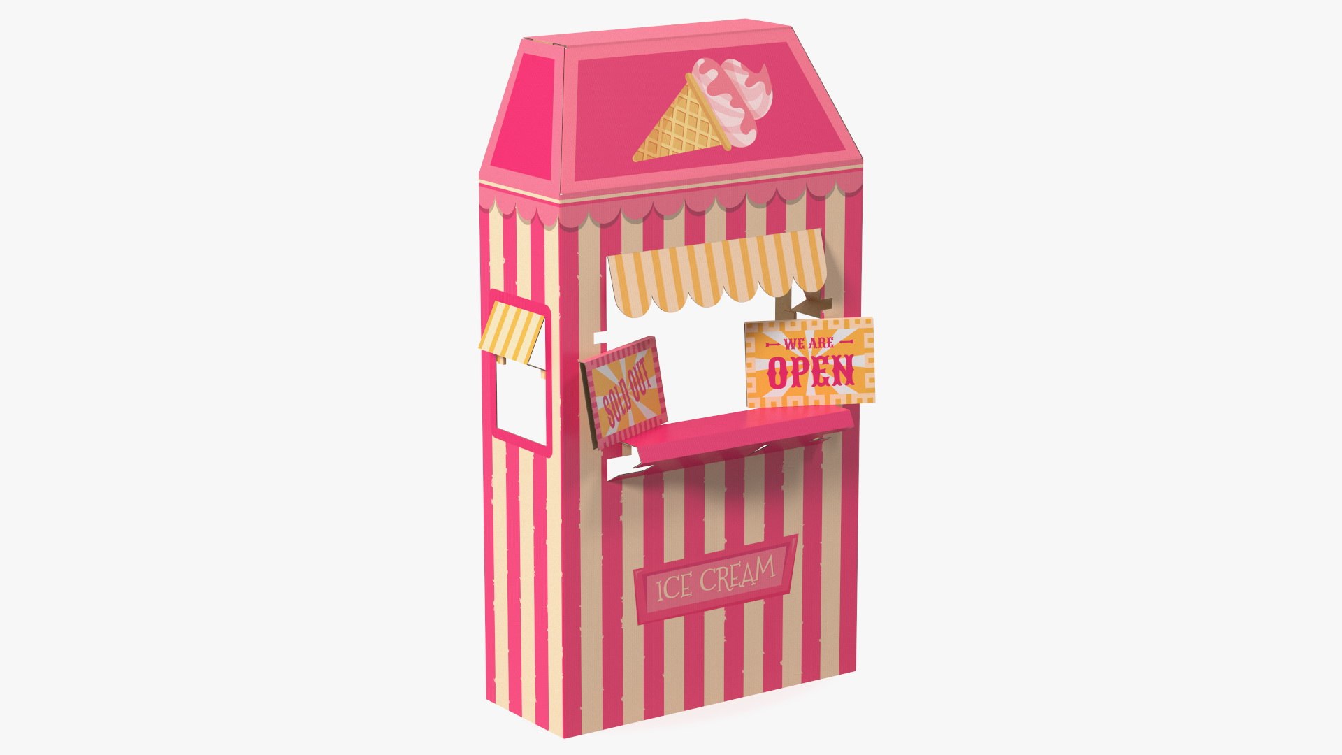 3D Ice Cream Booth Cardboard Stand model - TurboSquid 1816258