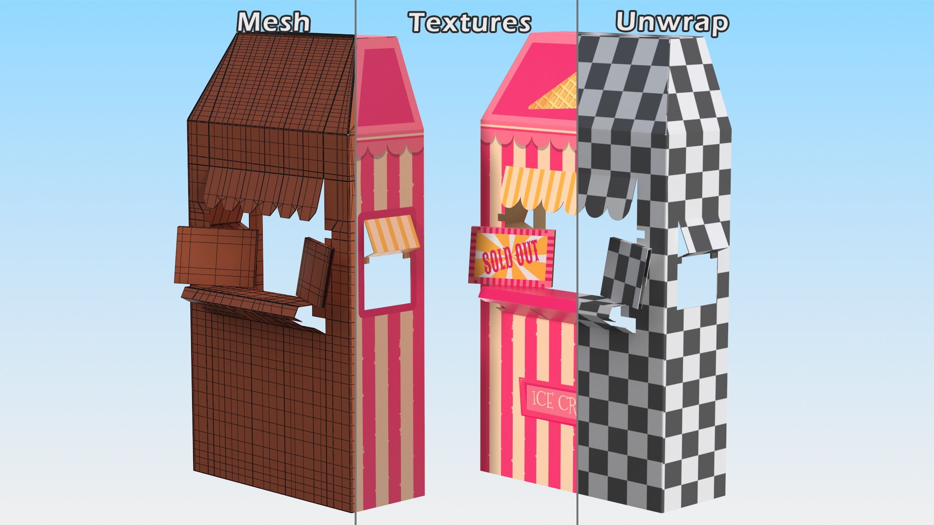 3D Ice Cream Booth Cardboard Stand model - TurboSquid 1816258