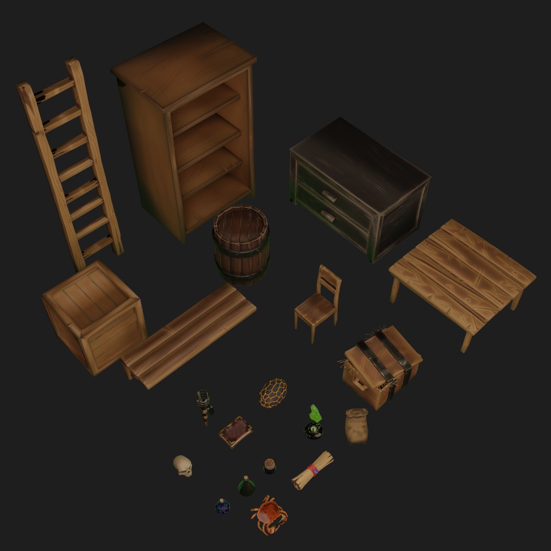 3D model Hand Painted Dungeon Asset Pack - TurboSquid 1797707
