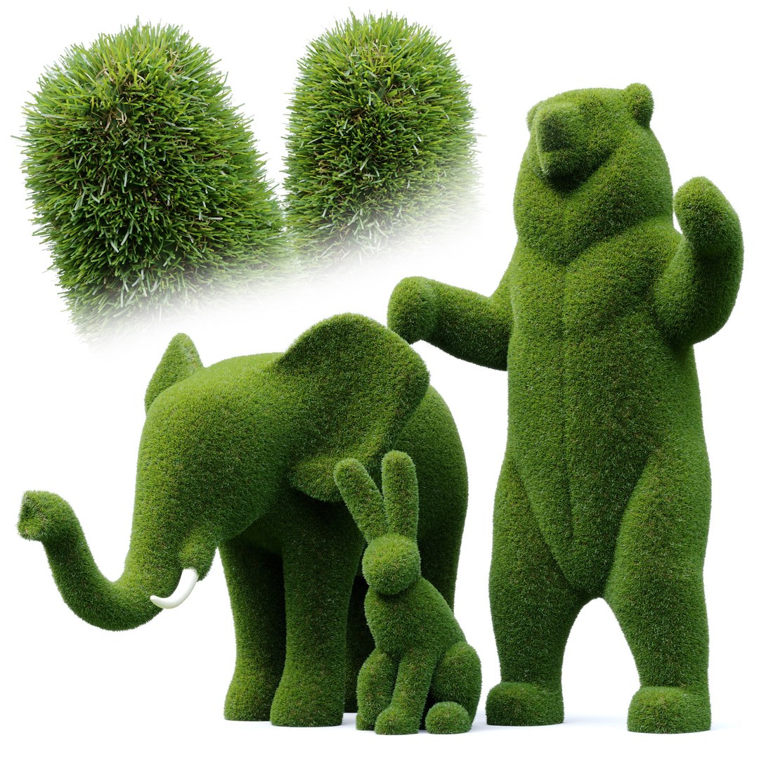 3D Topiary Bacho Bear Hare And Elephant - TurboSquid 1845894