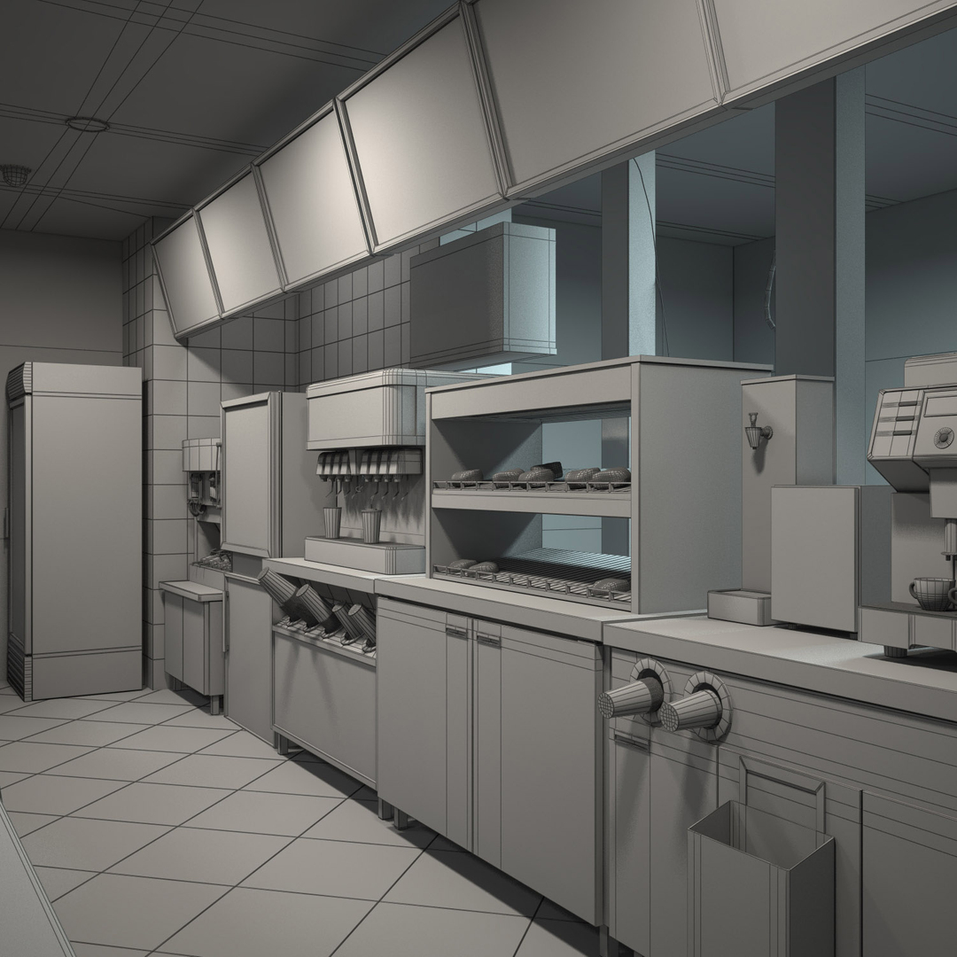 burger restaurant 3d model