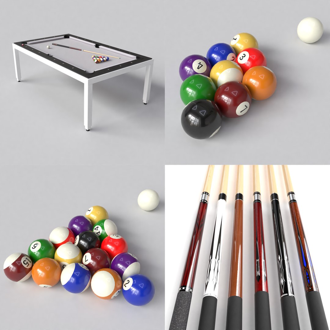 Billiard - pool table balls and cues 3D 모델 - TurboSquid 2052375
