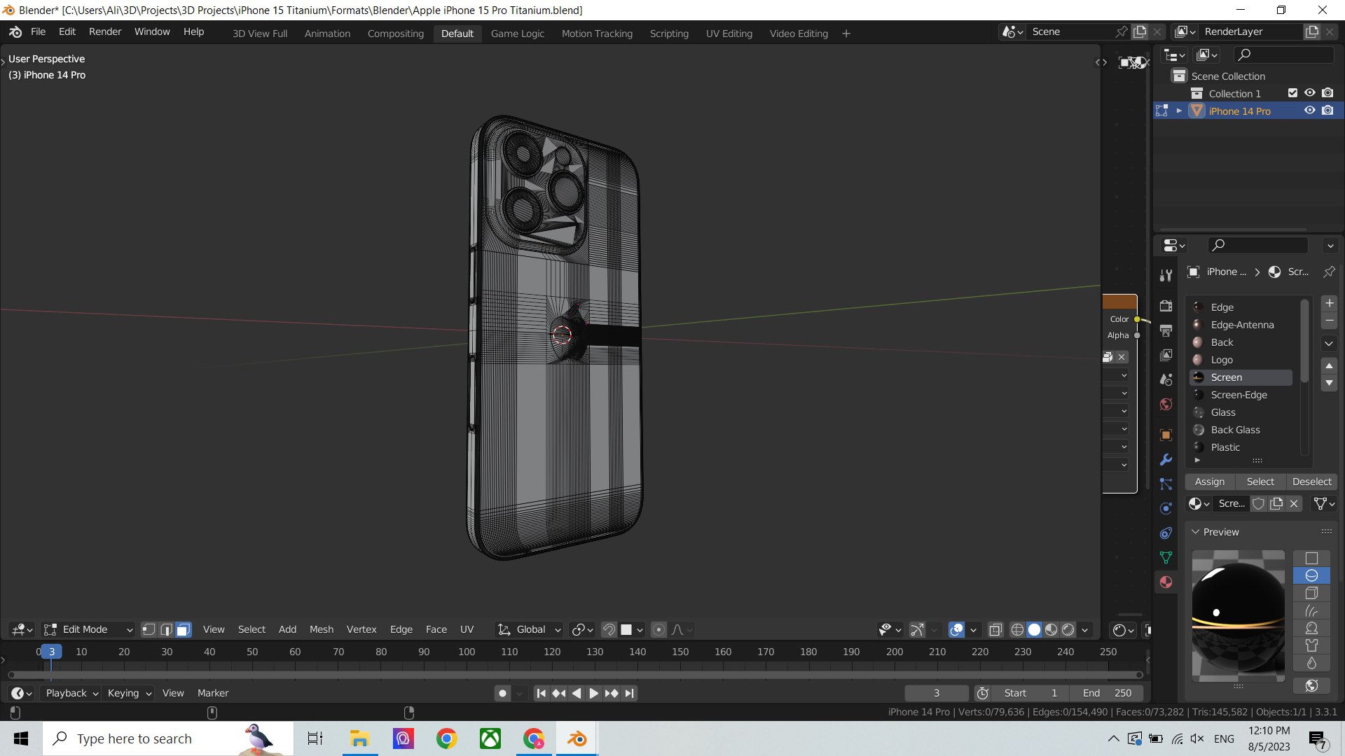 Apple iPhone 15 Pro Thinner Bezels Titanium Body Leaks 3D model - TurboSquid 2106498