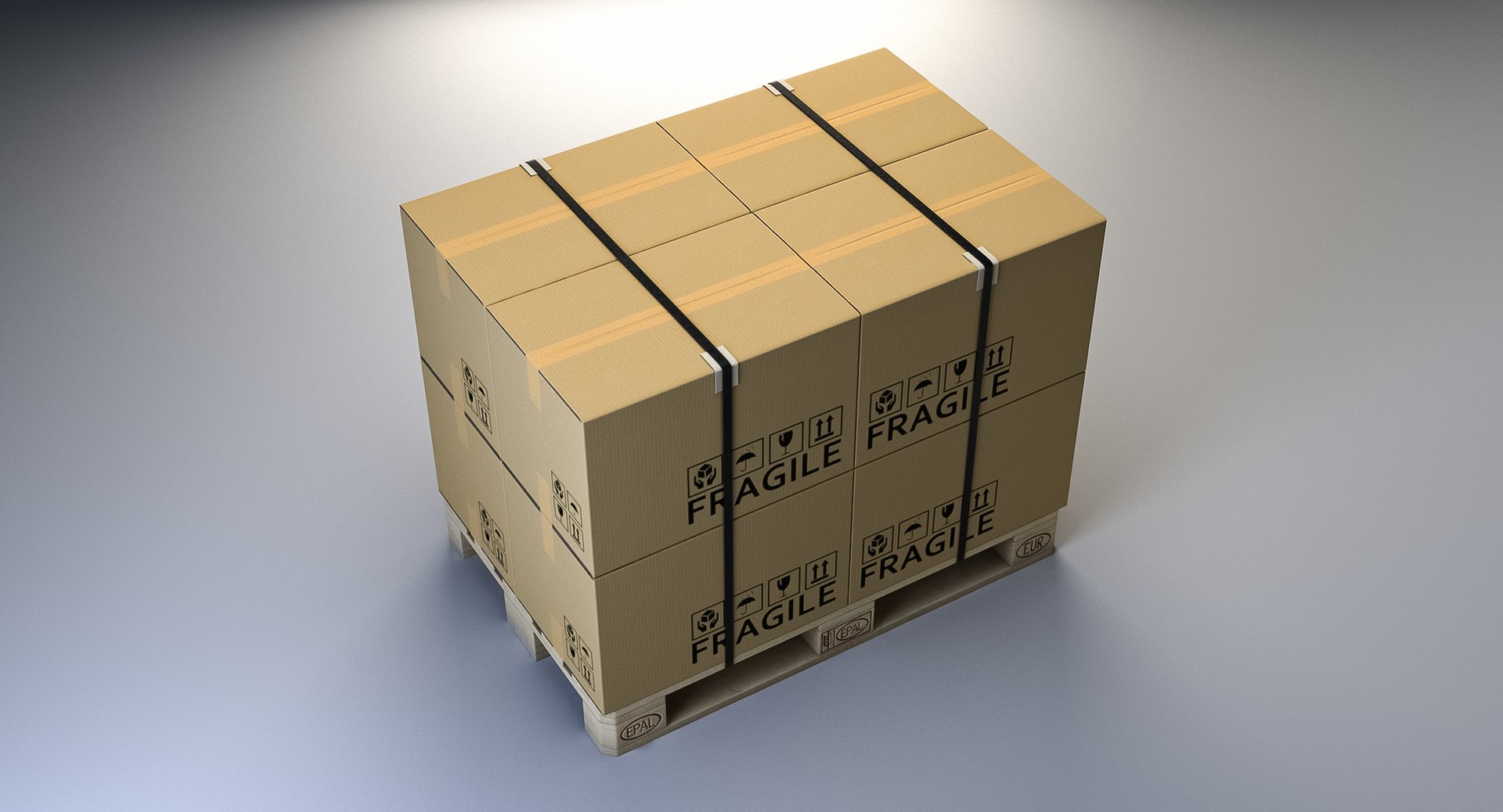 C4d Wooden Pallet Cardboard Boxes