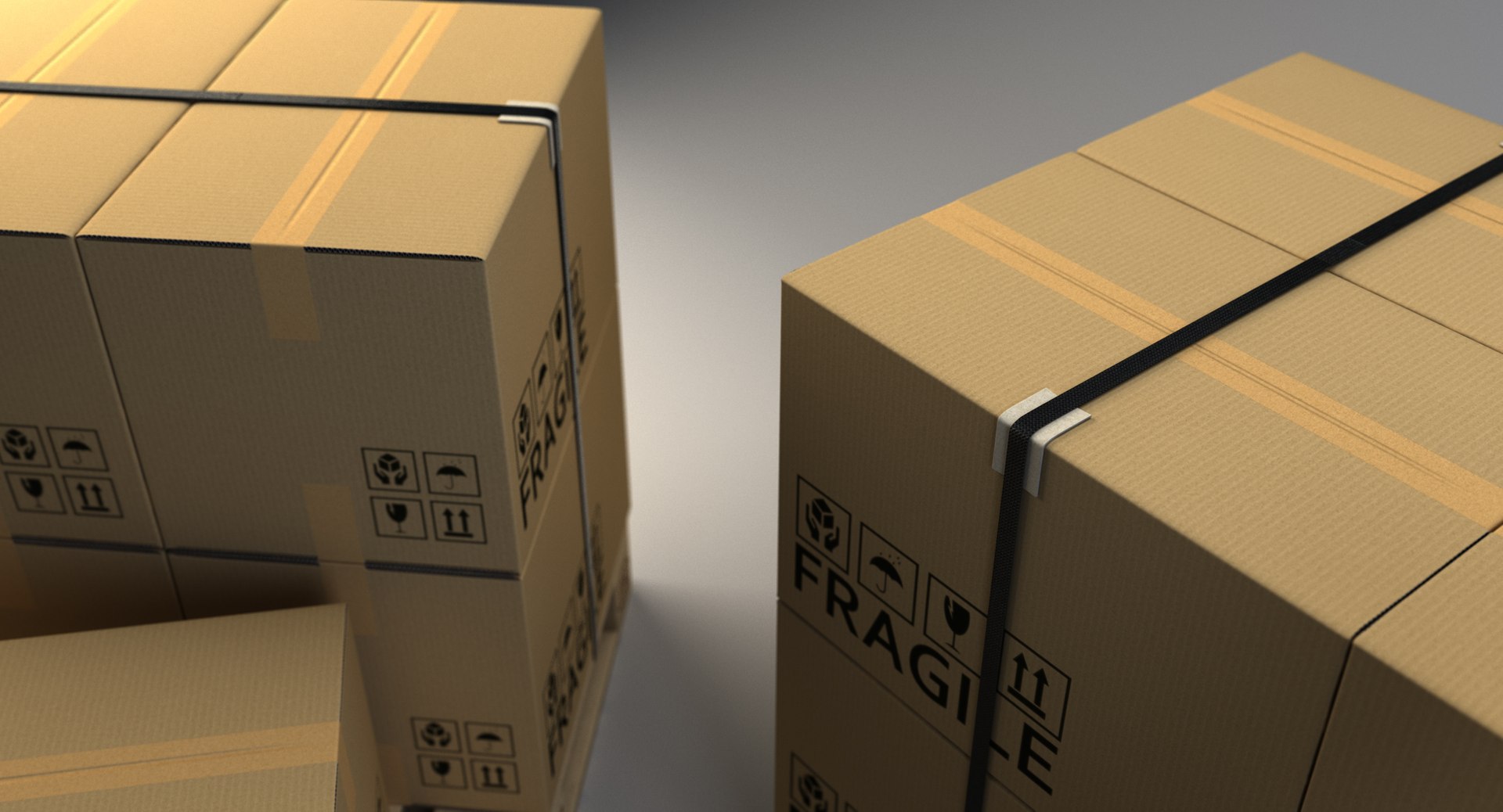 C4d Wooden Pallet Cardboard Boxes