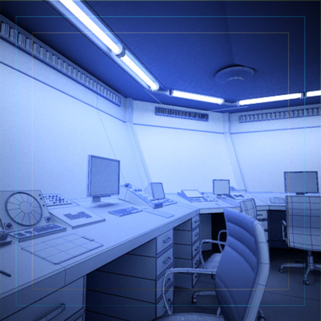 3d model of air traffic tower interior scene