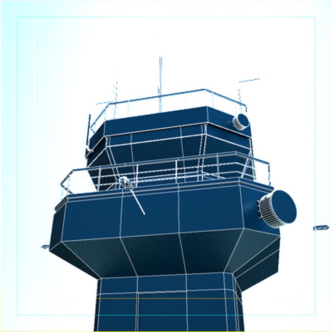 3d model of air traffic tower interior scene