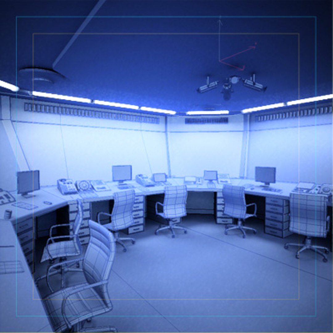 3d model of air traffic tower interior scene