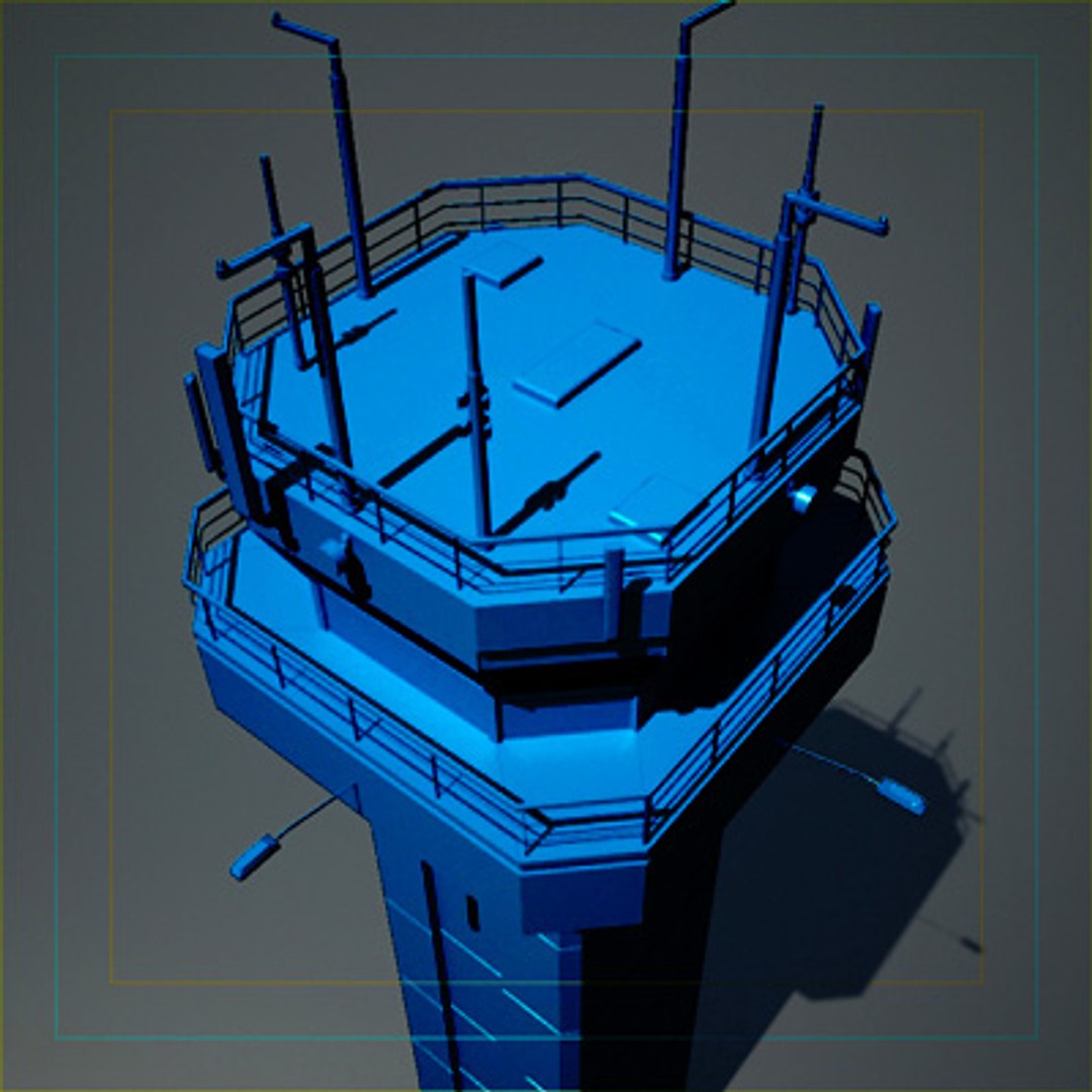 3d model of air traffic tower interior scene