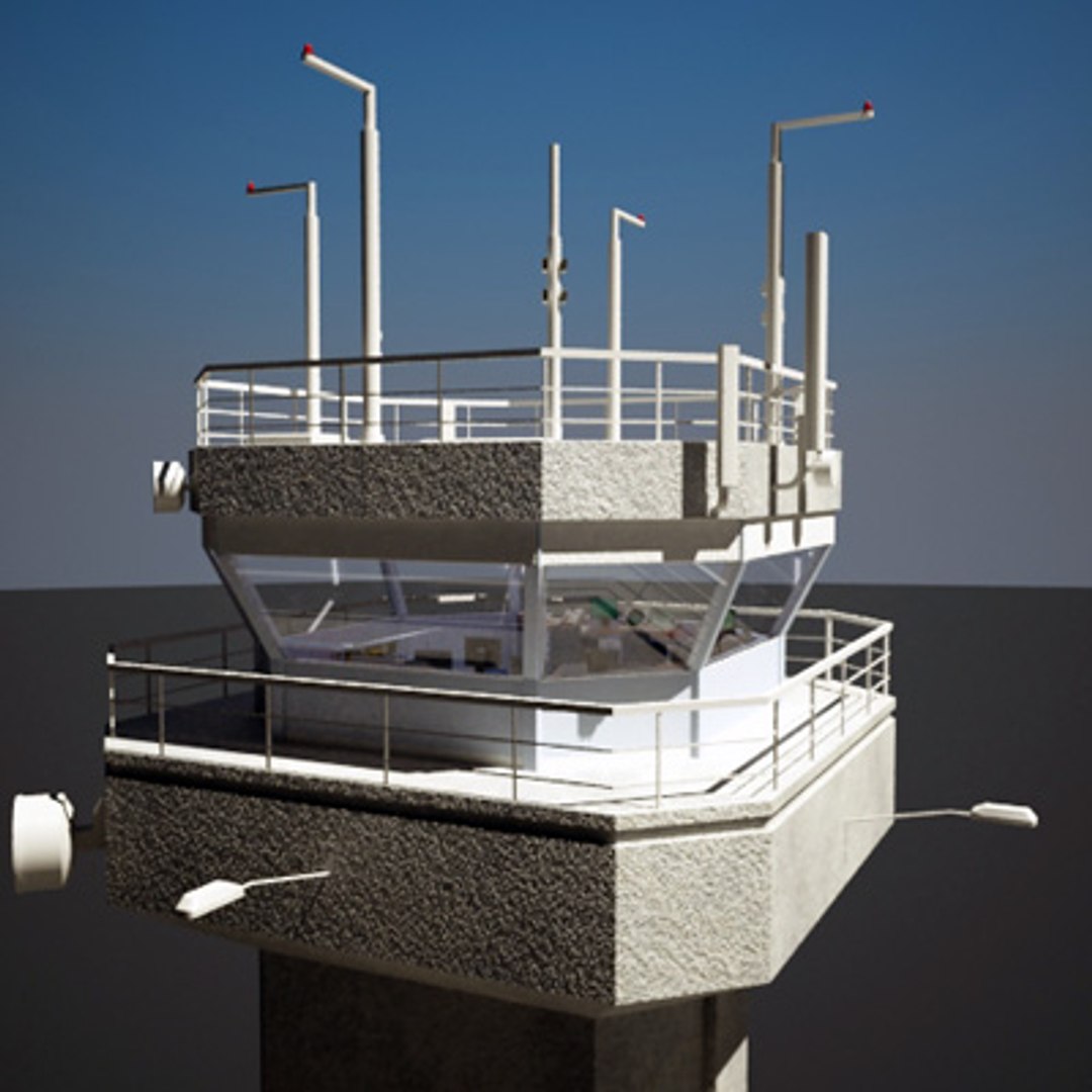 3d model of air traffic tower interior scene