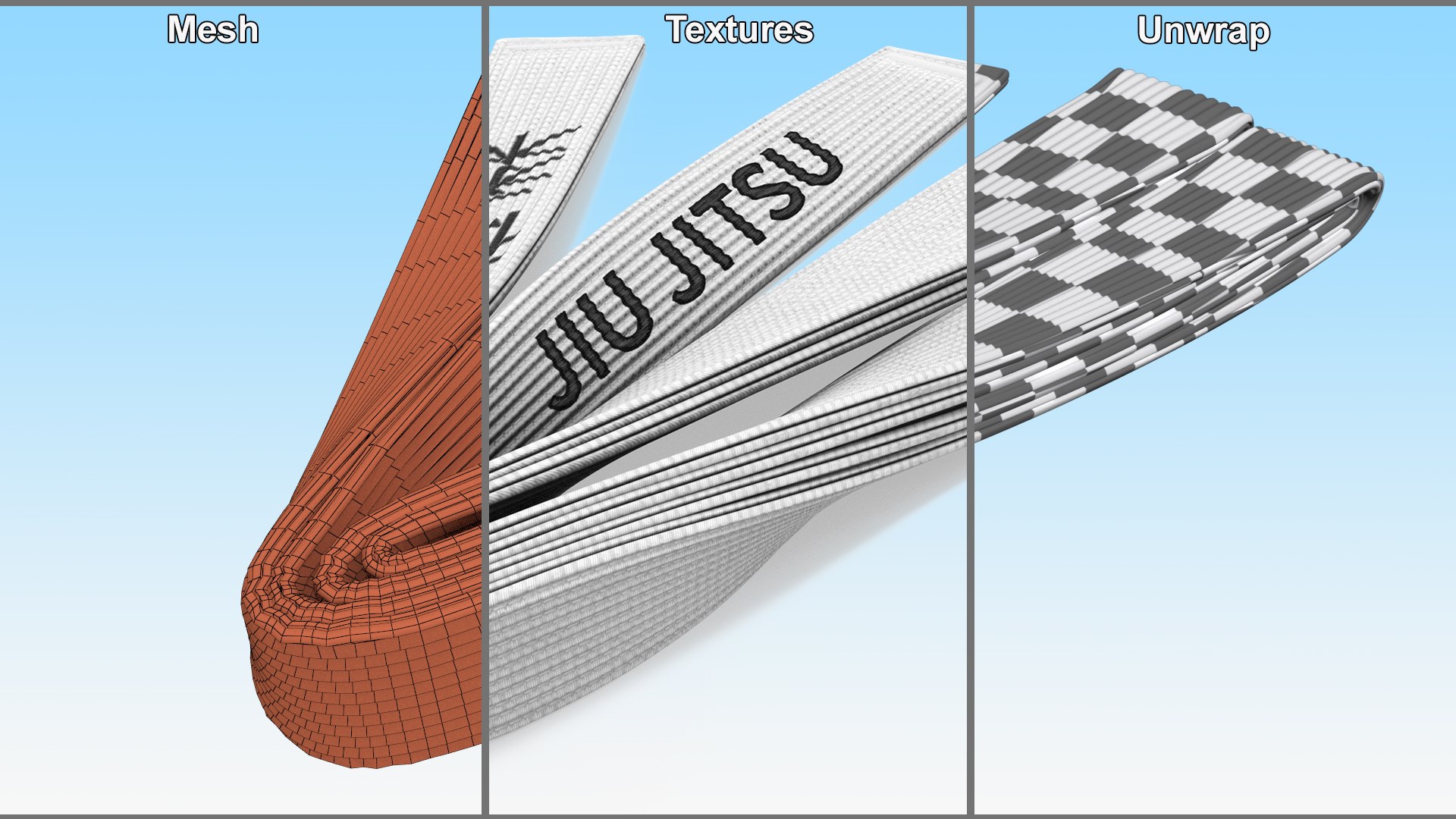Jiu Jitsu White Belt Obi Model - TurboSquid 2132243