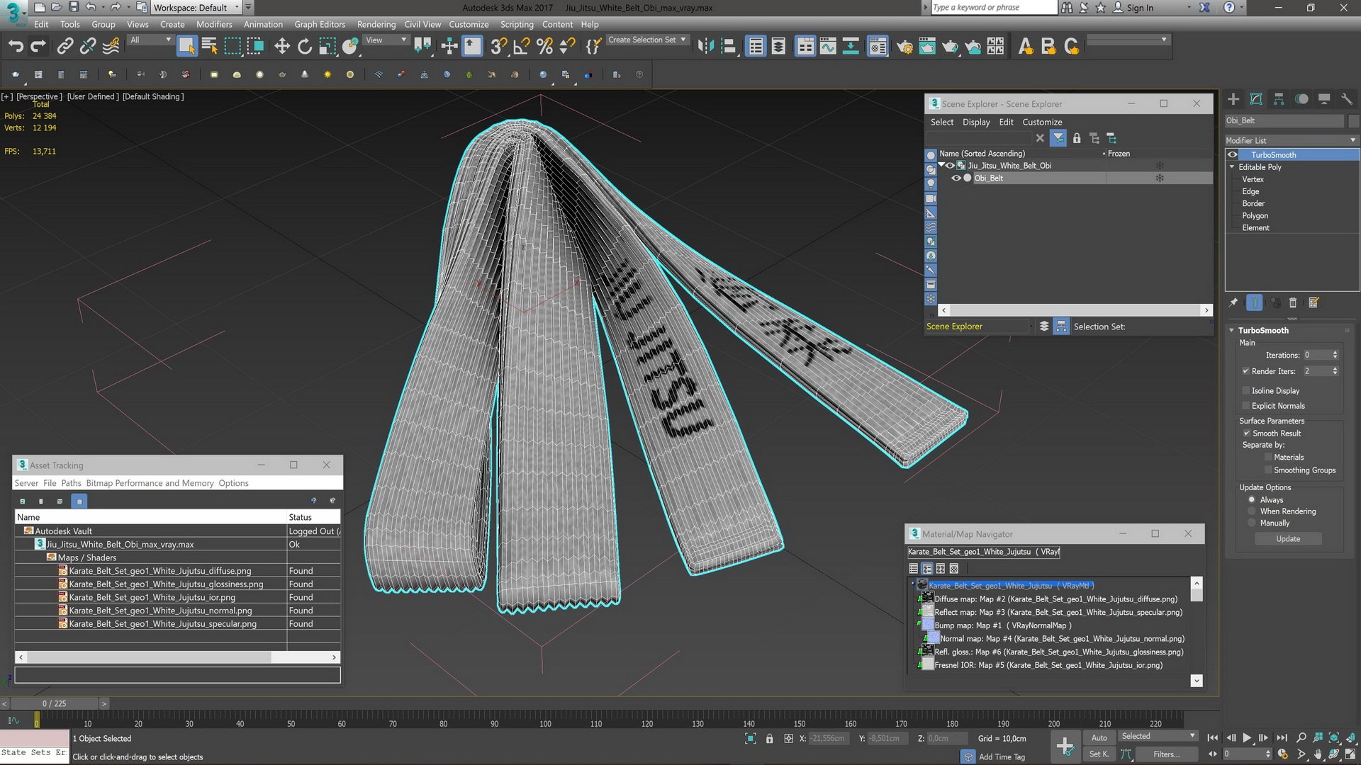 Jiu Jitsu White Belt Obi Model - TurboSquid 2132243