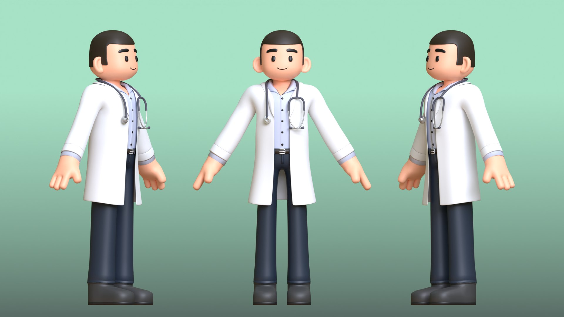 3D Model Minimal Doctor Cartoon Character - TurboSquid 2158627