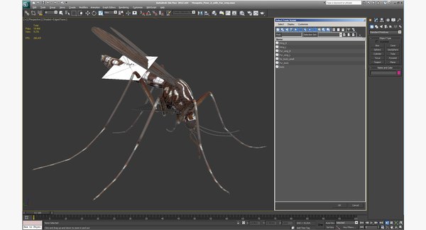 3d mosquito sucks blood fur