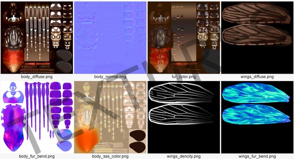 3d mosquito sucks blood fur