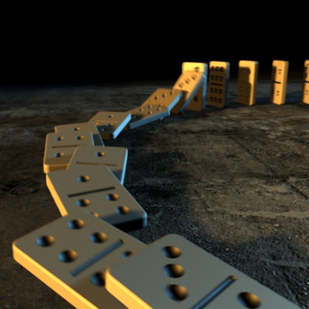 3d Model Dominos Tumbling