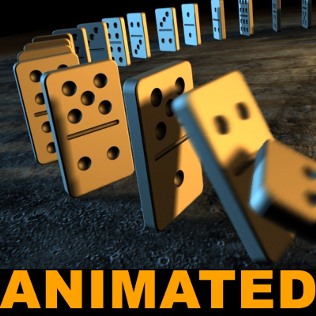 3d Model Dominos Tumbling