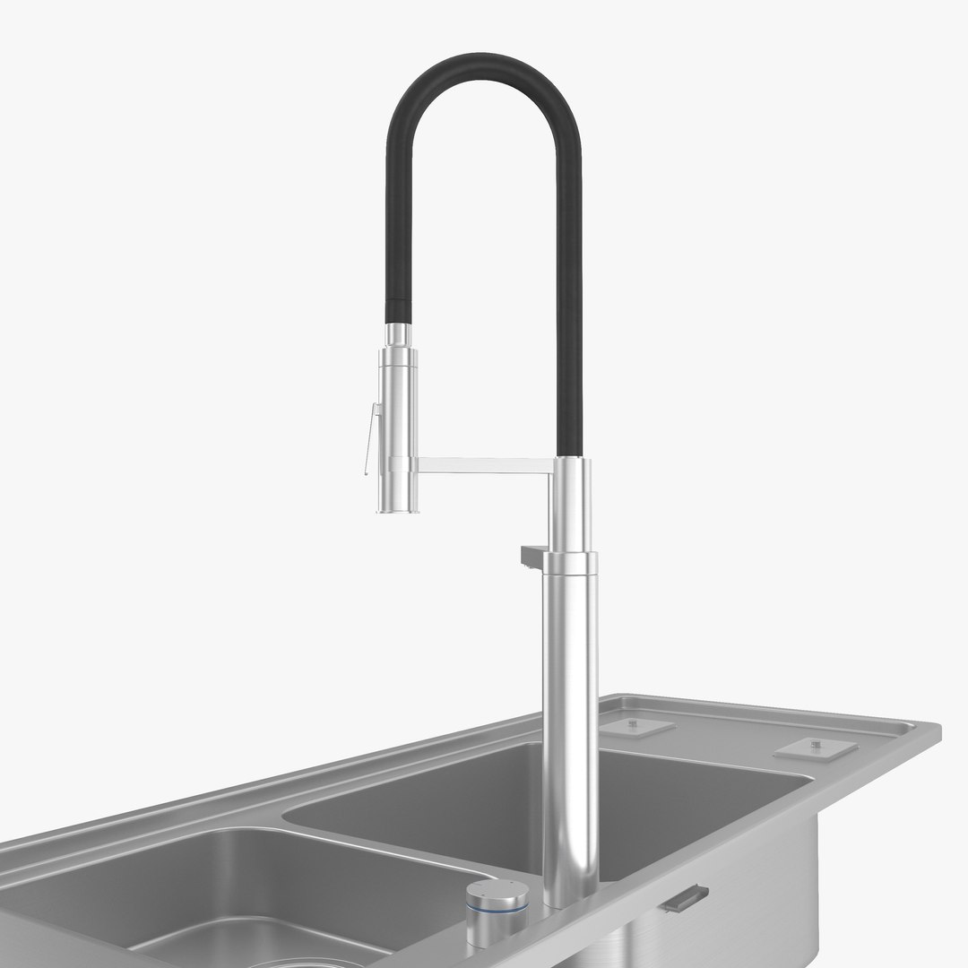 3D Kitchen Sink Alpes-Inox With Ono Touch Light Pro By KWC Tap - TurboSquid 1983078