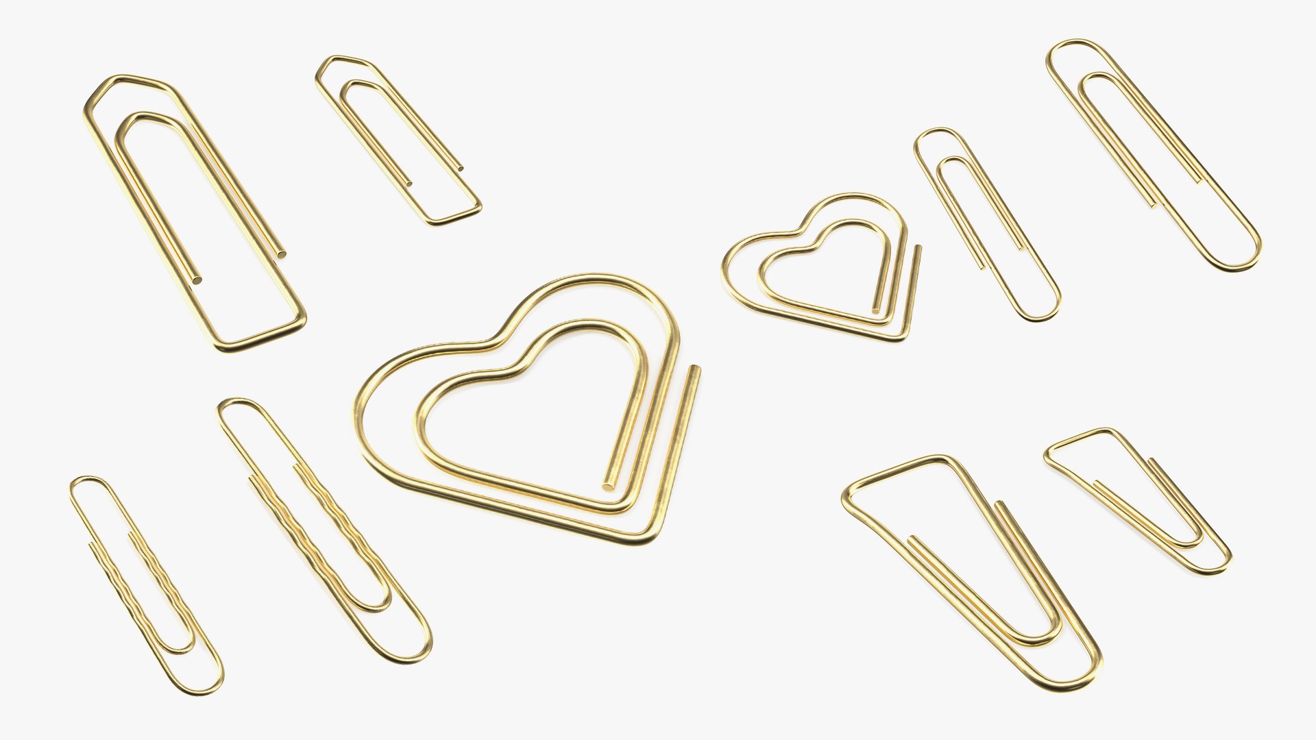 Gold Paper Clips Collection 2 3D model - TurboSquid 1902025