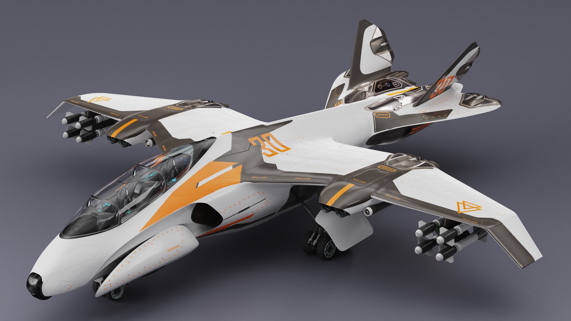 Futuristic Military Fighter Jet White Rigged Model - TurboSquid 2312455