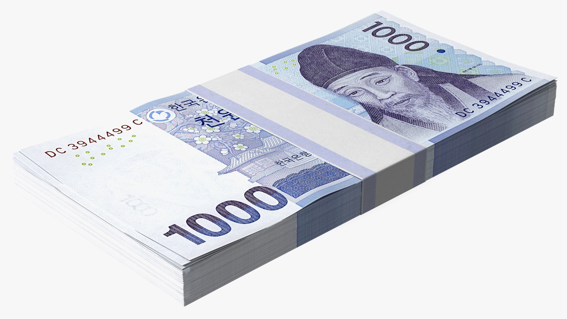 3D Model South Korean 1000 Won Banknote Bundle - TurboSquid 1730039