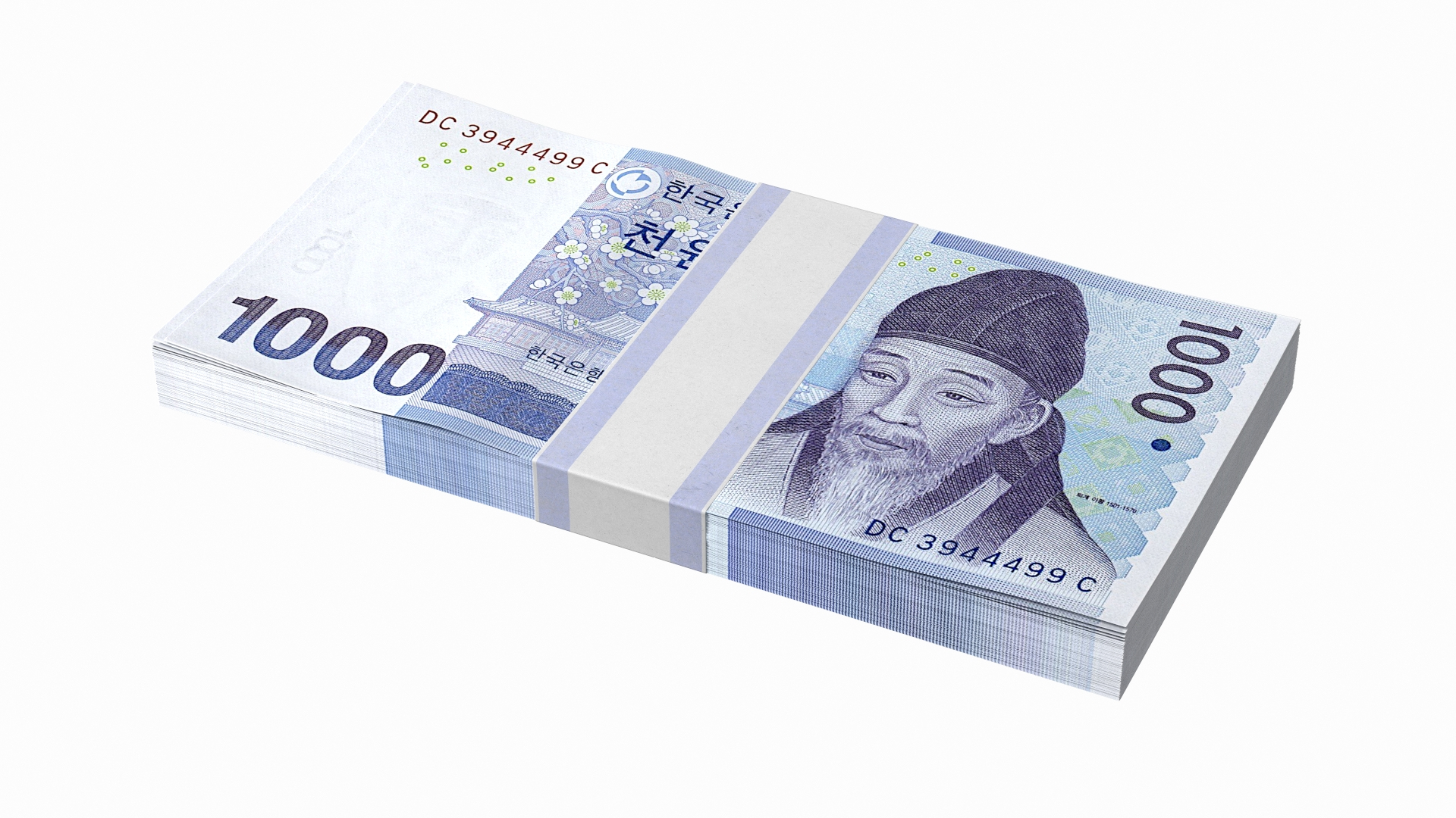3D Model South Korean 1000 Won Banknote Bundle - TurboSquid 1730039
