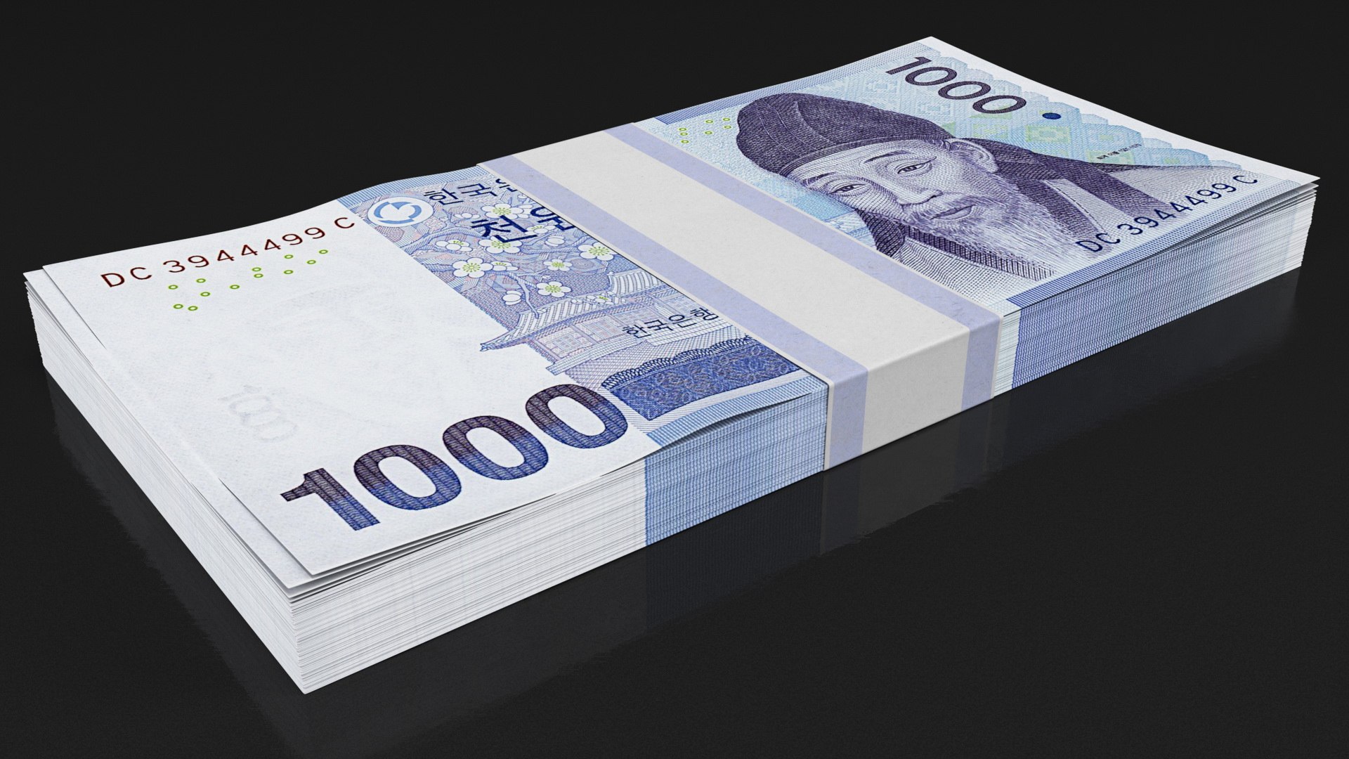 3D Model South Korean 1000 Won Banknote Bundle - TurboSquid 1730039