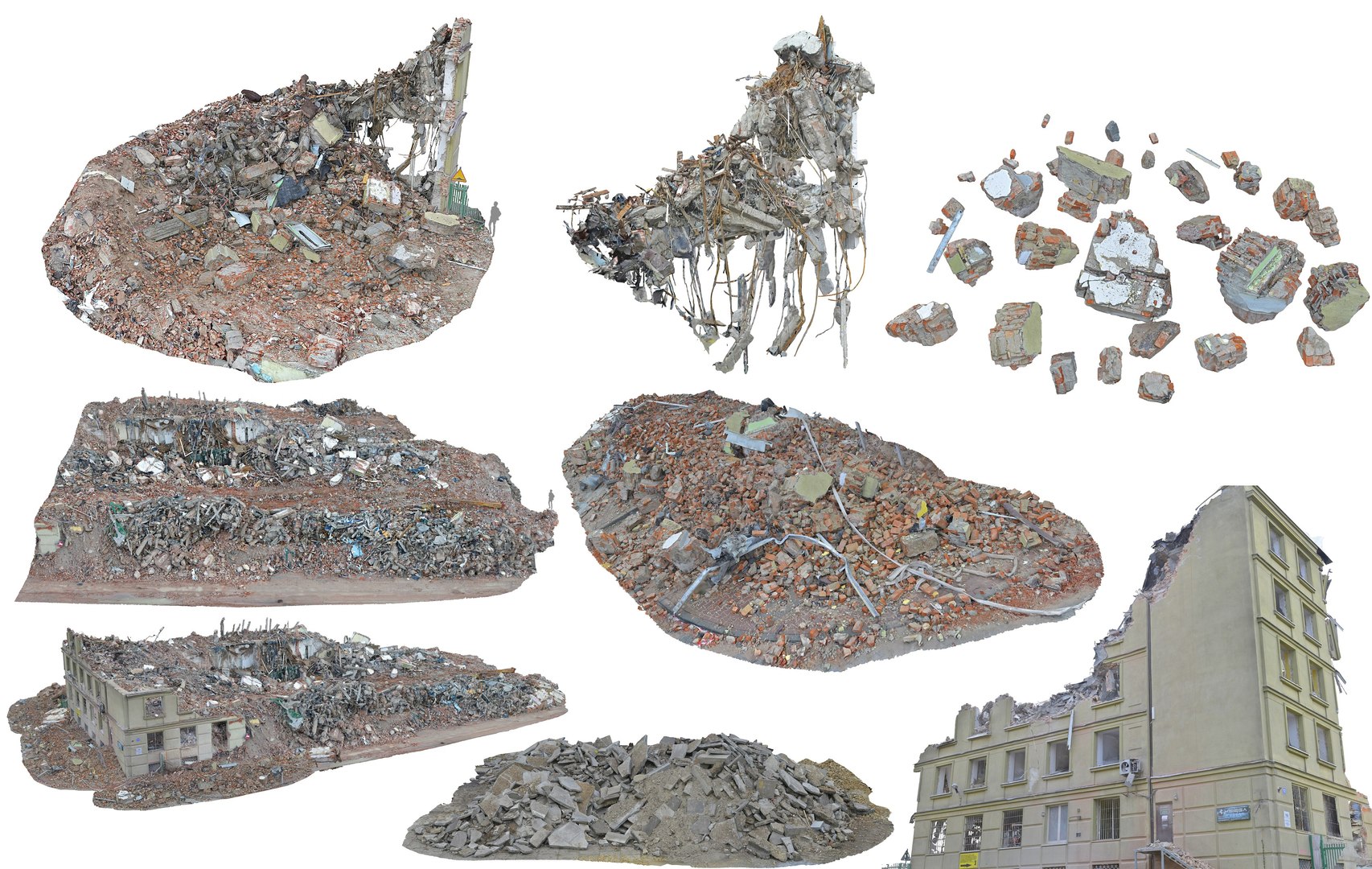 3D Demolished Buildings & Rubble Pack Model - TurboSquid 2389583