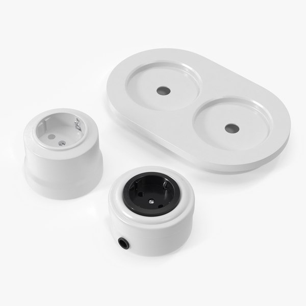modelo 3d Ceramic Retro Sockets White - TurboSquid 2054485