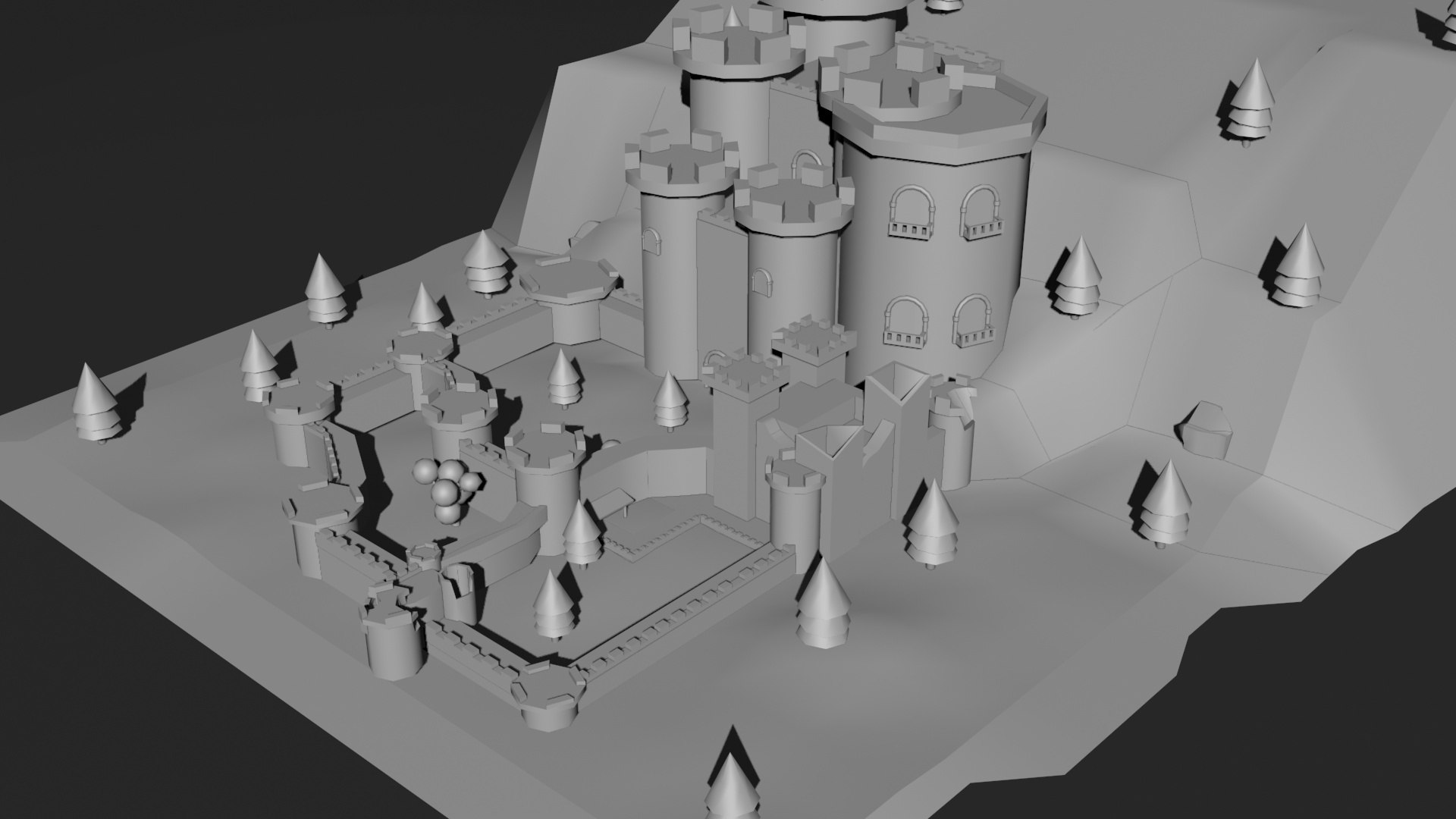 Low Poly Castle - Mountain Castle - Low-poly 3D Model Model ...