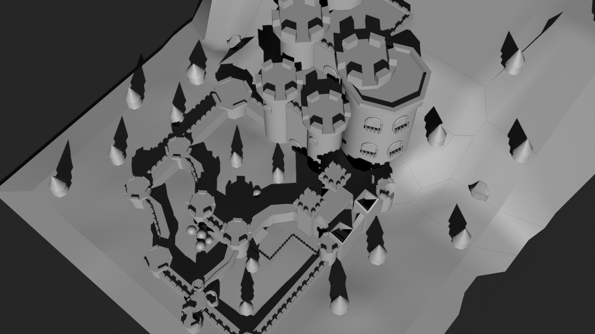 Low Poly Castle - Mountain Castle - Low-poly 3D Model Model ...