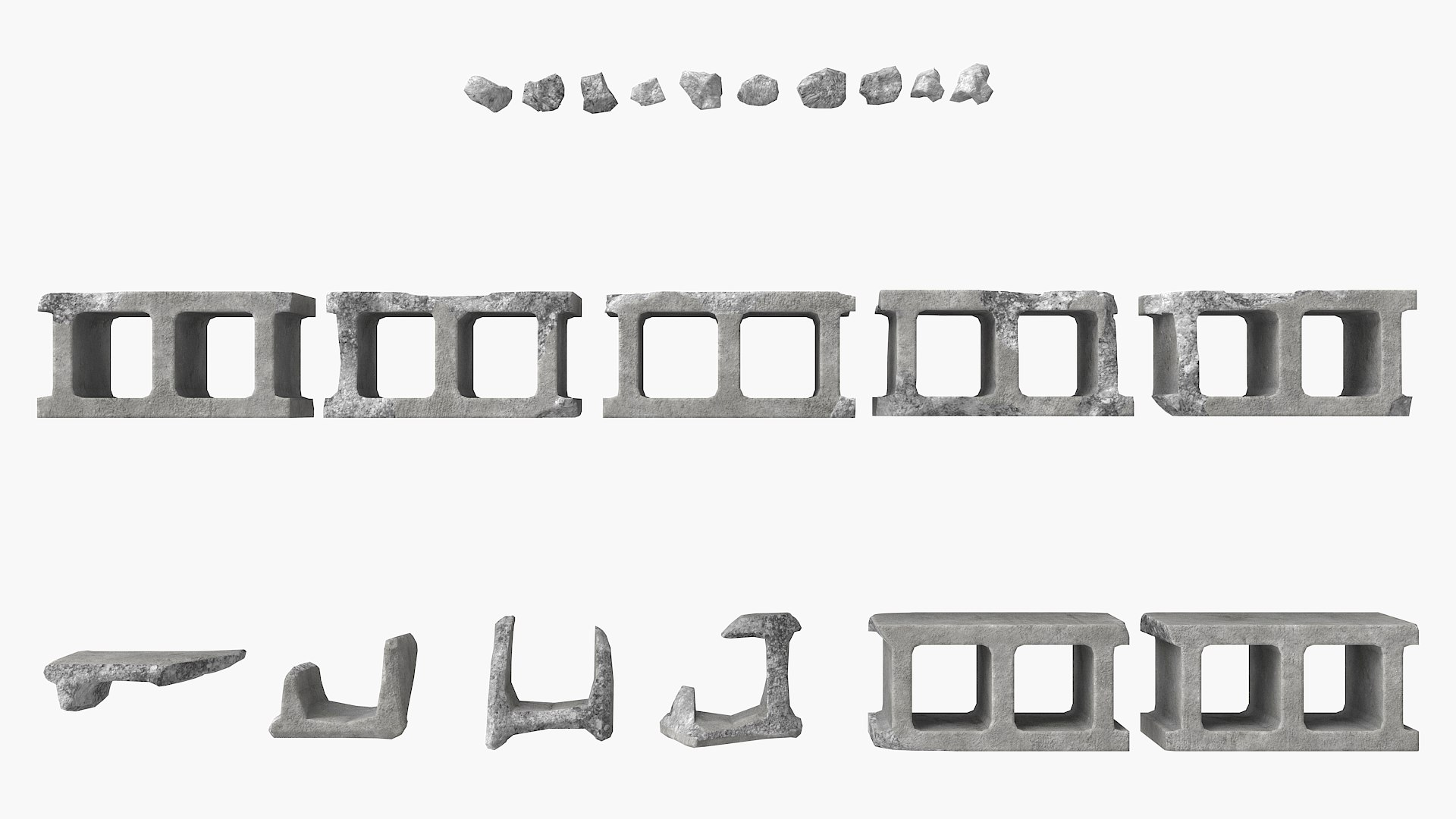 Concrete Block Debris Set 3D model - TurboSquid 2134786