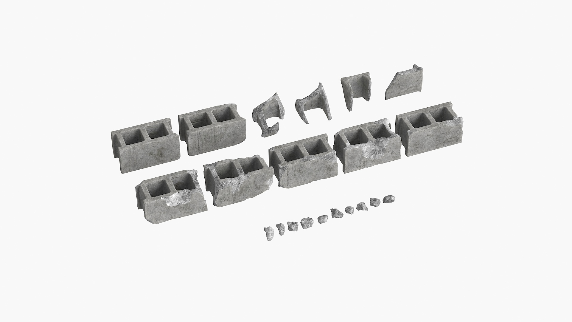 Concrete Block Debris Set 3D model - TurboSquid 2134786