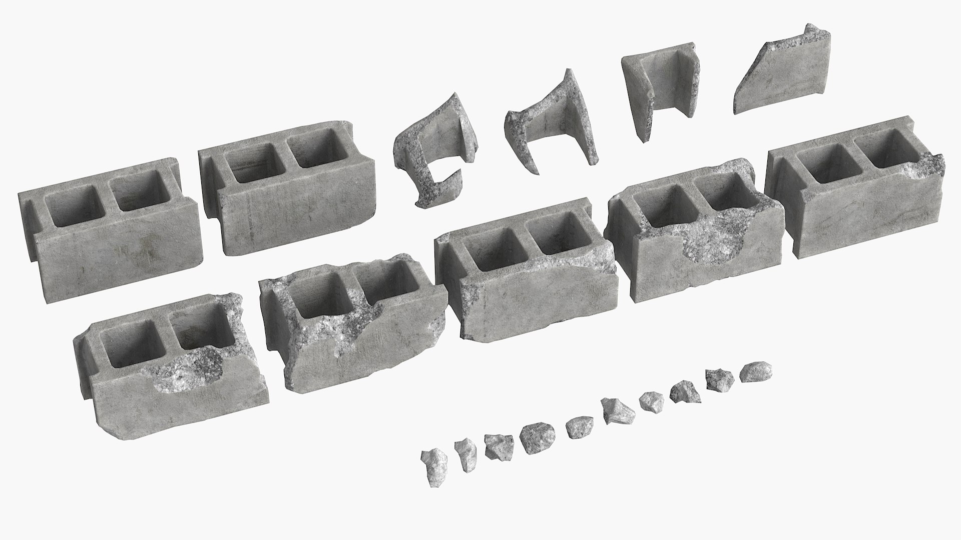 Concrete Block Debris Set 3D model - TurboSquid 2134786
