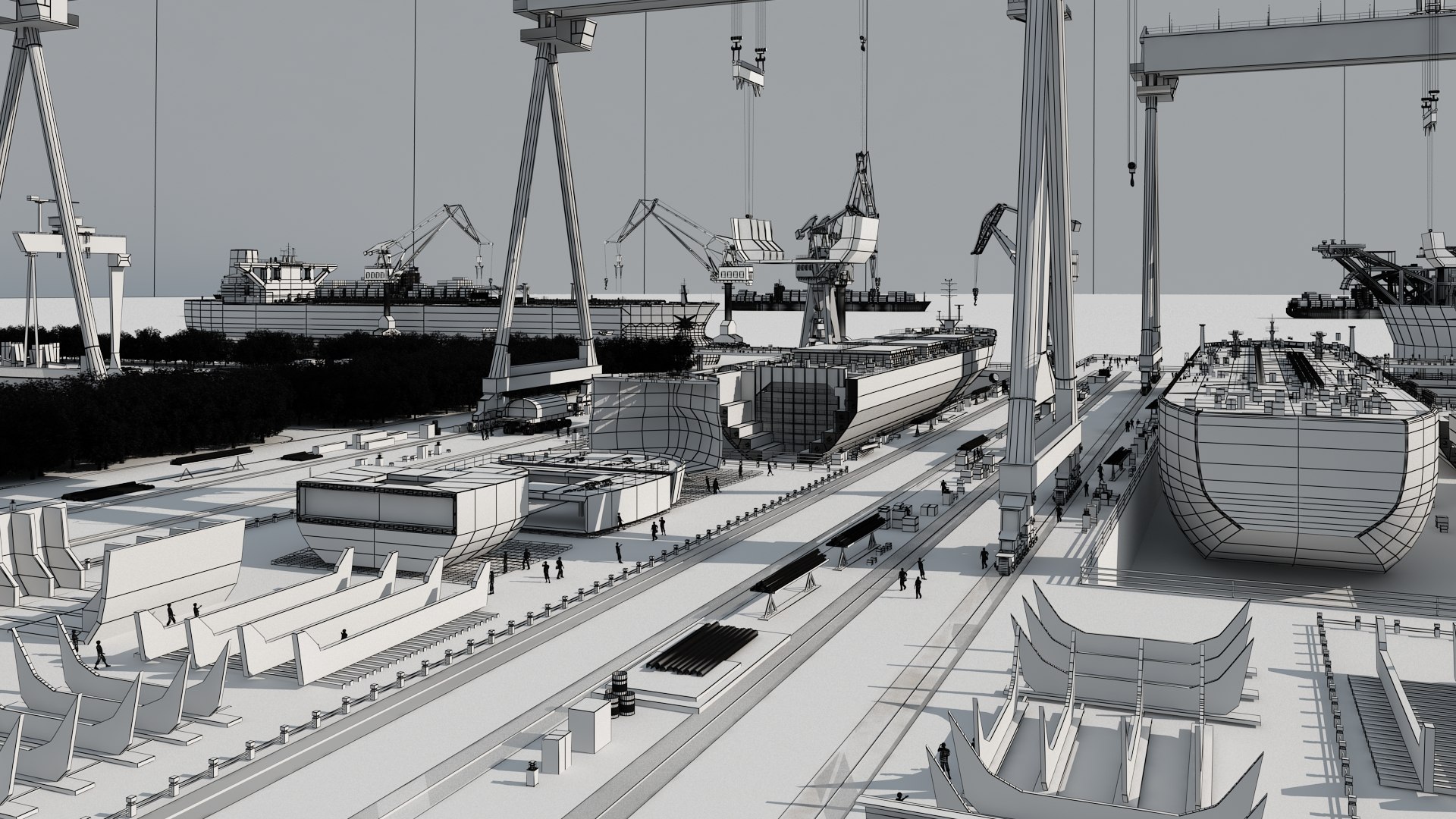 3D Shipyard Harbor 01 Model - TurboSquid 2077982