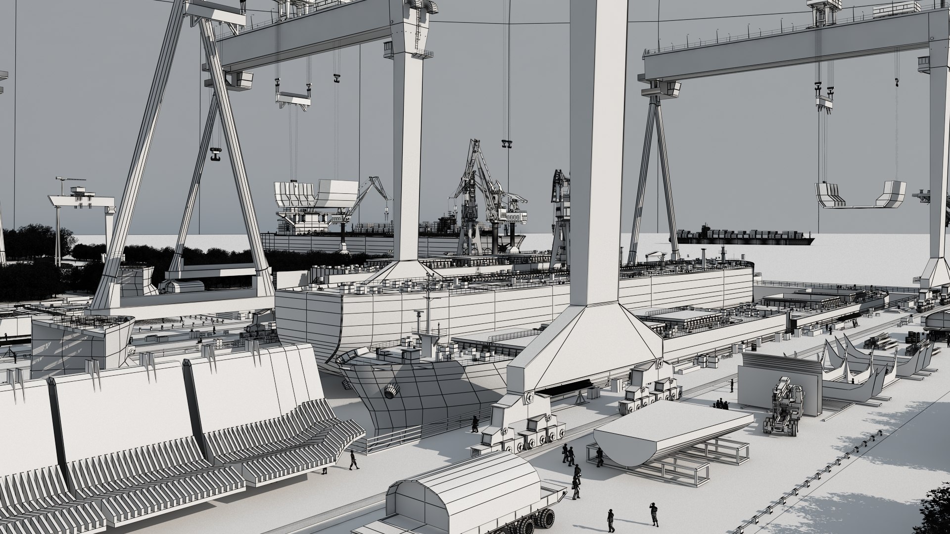 3D Shipyard Harbor 01 Model - TurboSquid 2077982