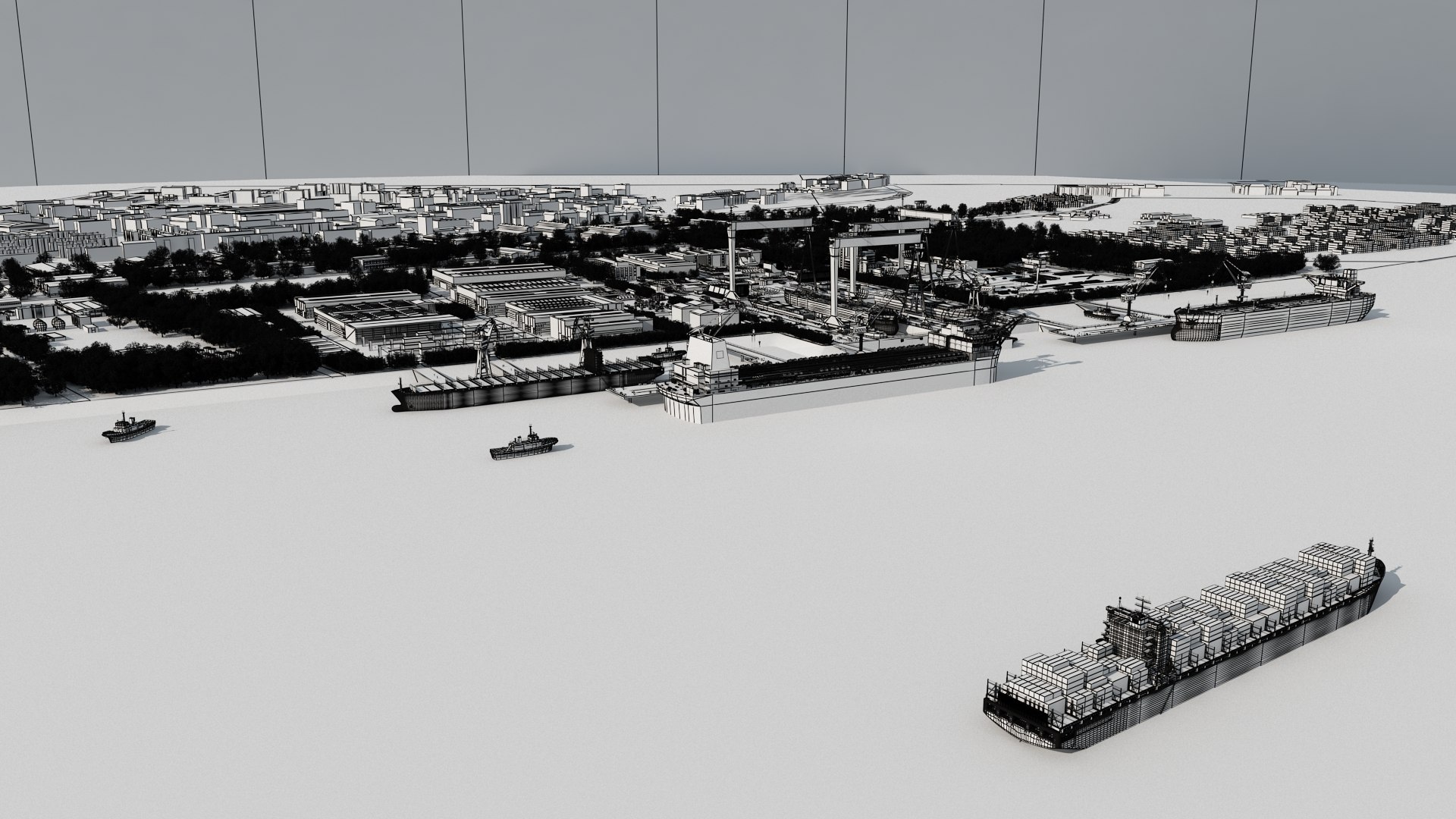 3D Shipyard Harbor 01 Model - TurboSquid 2077982