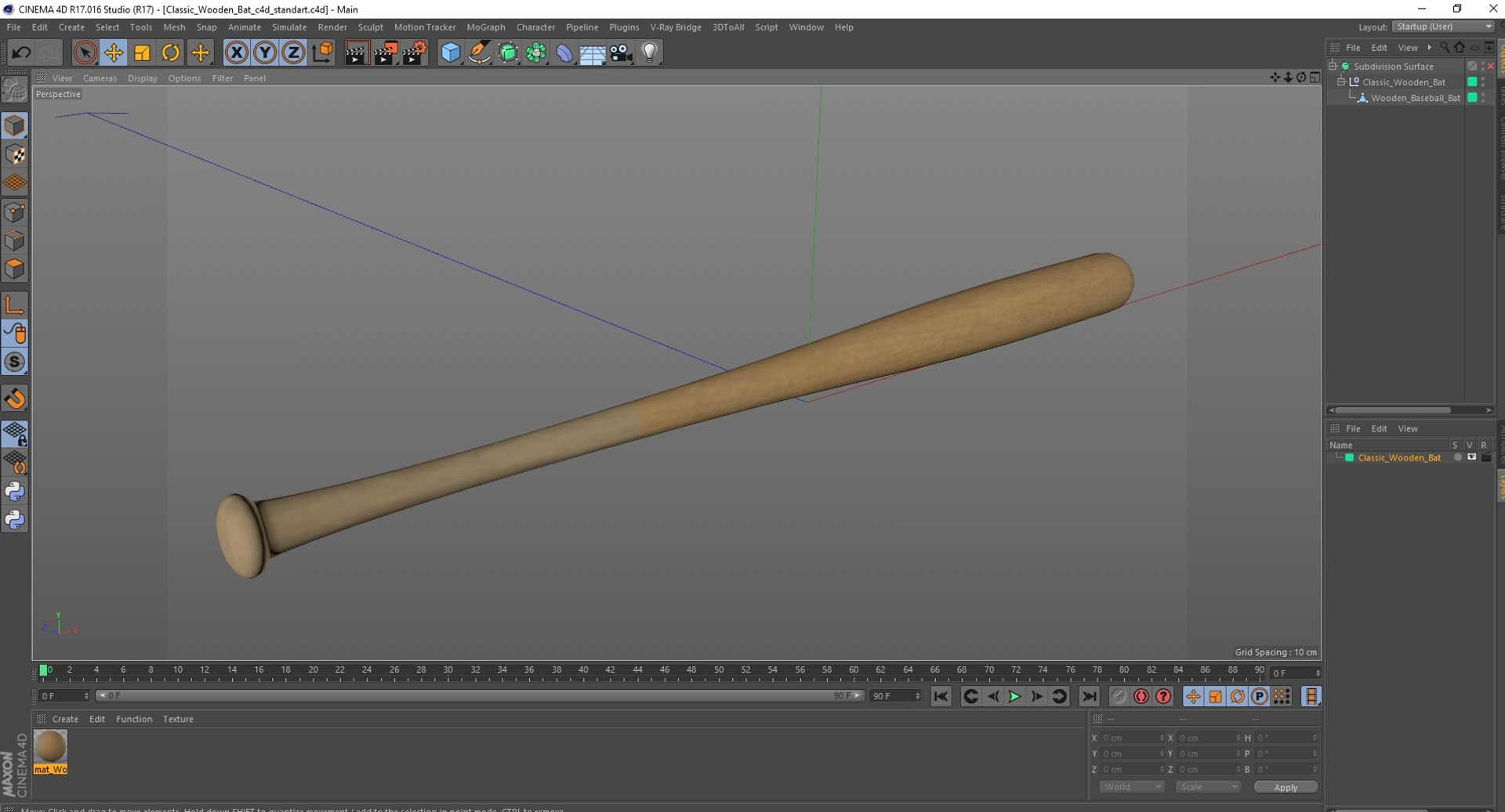3D Model Classic Wooden Bat - TurboSquid 2128844