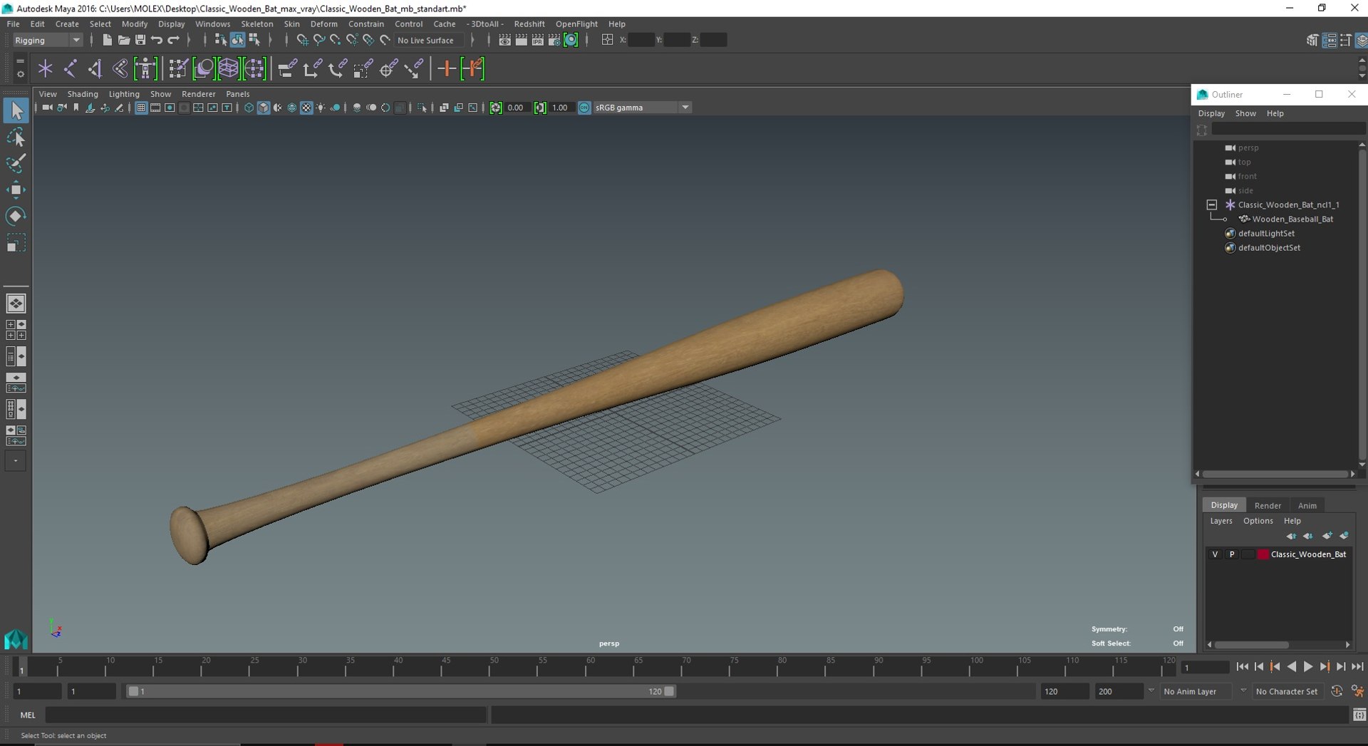 3D Model Classic Wooden Bat - TurboSquid 2128844