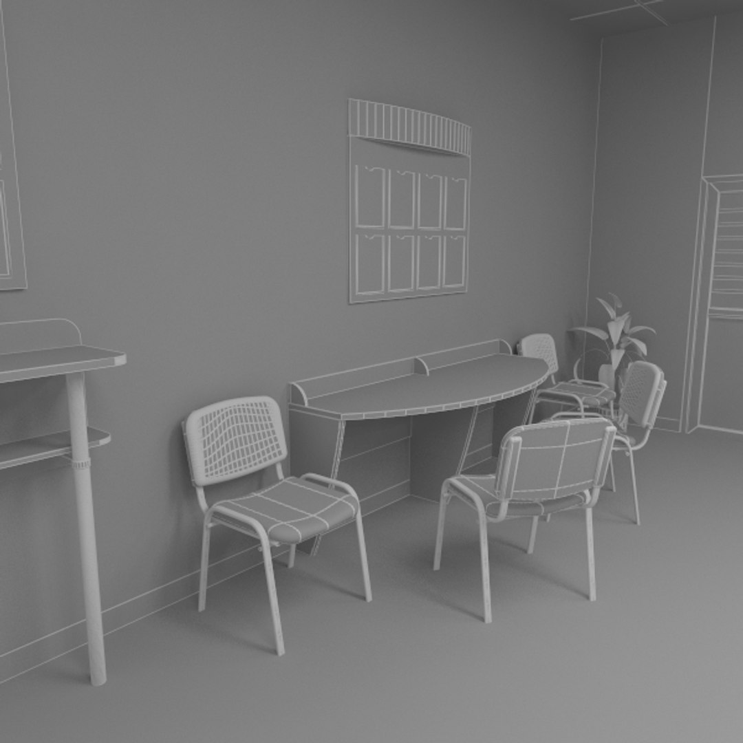 3d Model Bank Interior Furniture