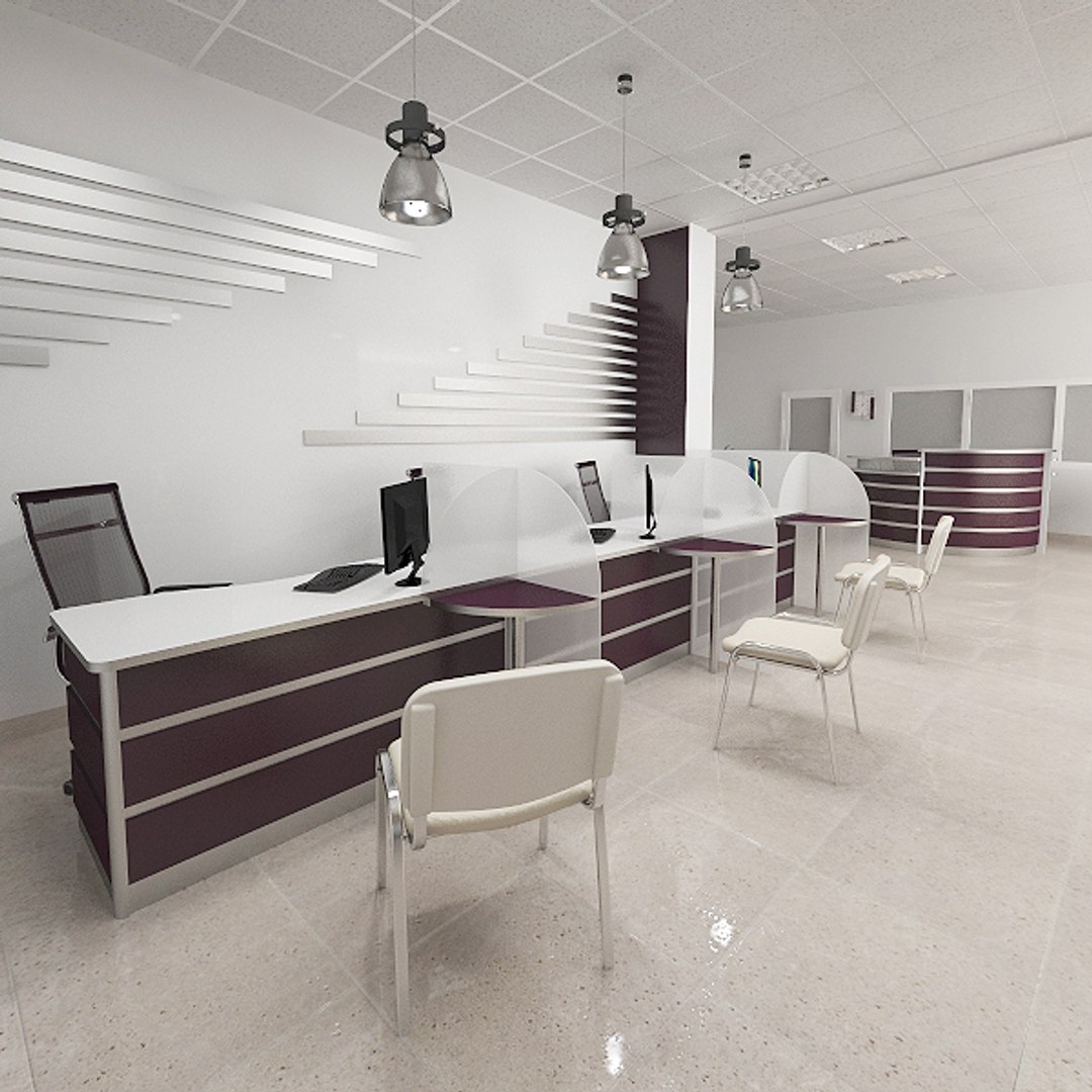3d Model Bank Interior Furniture