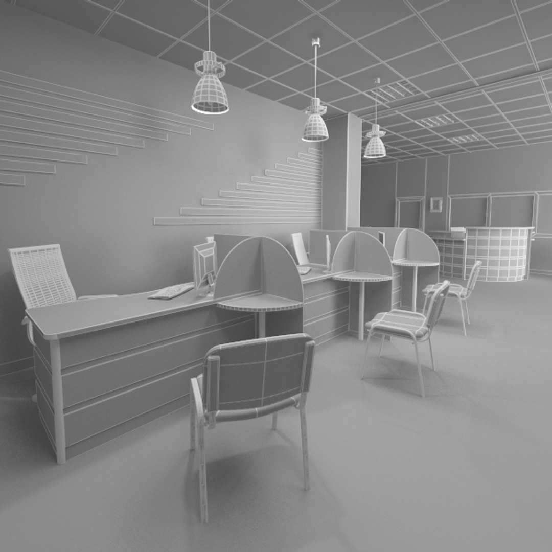 3d Model Bank Interior Furniture