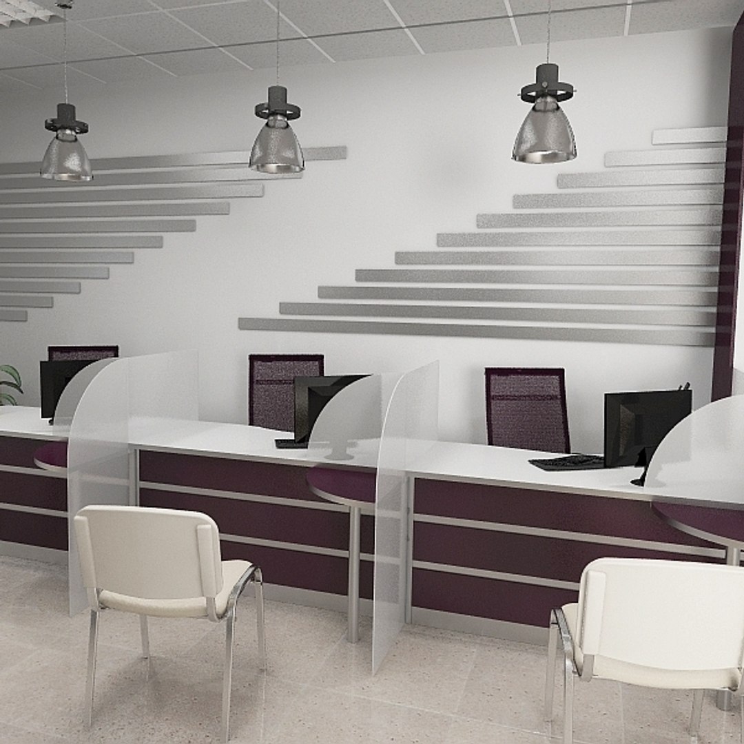 3d Model Bank Interior Furniture