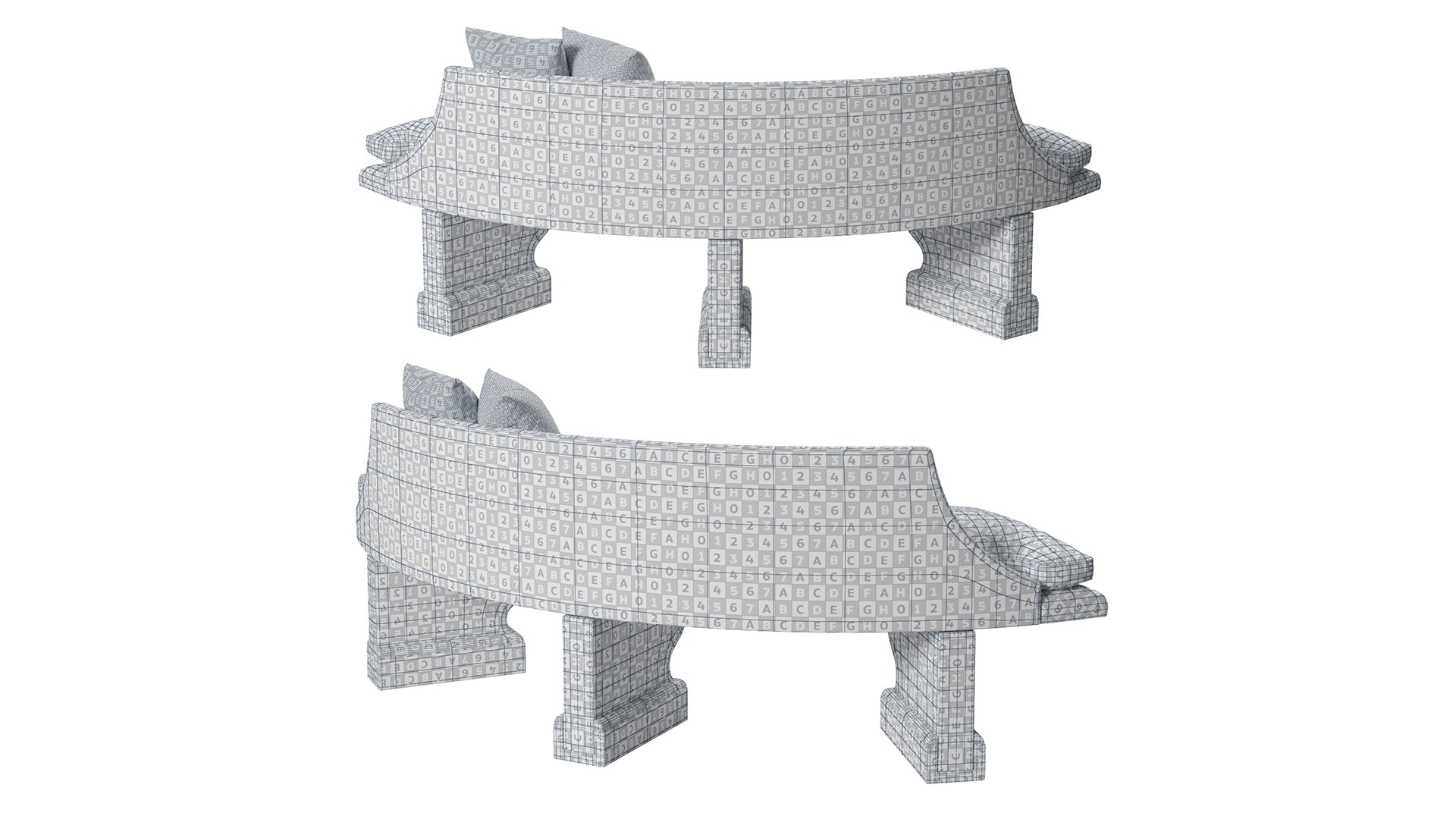 3D Saladino Curved Bench - TurboSquid 2206122