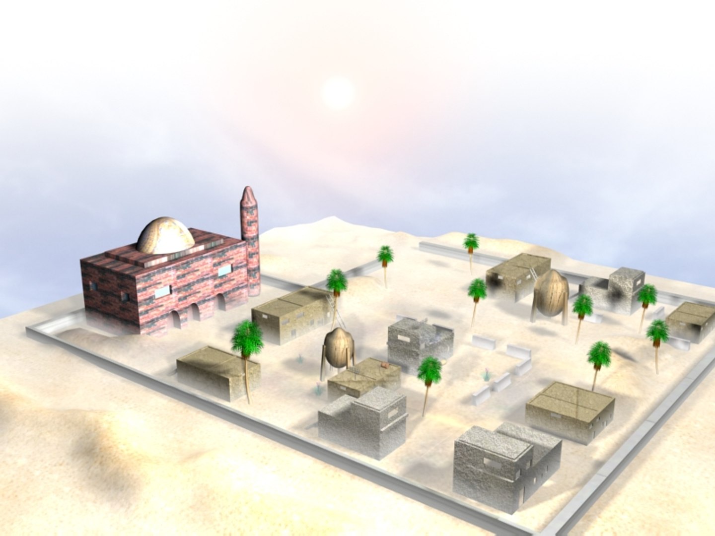 3d model houses terrian fps