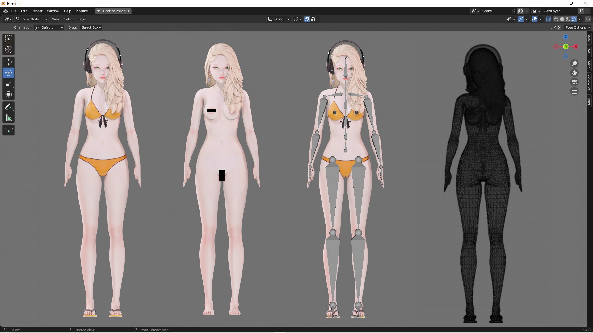 3D Bikini 0011 - UE5 - Unity - Blender - Animated - Realistic Female Character Model ...