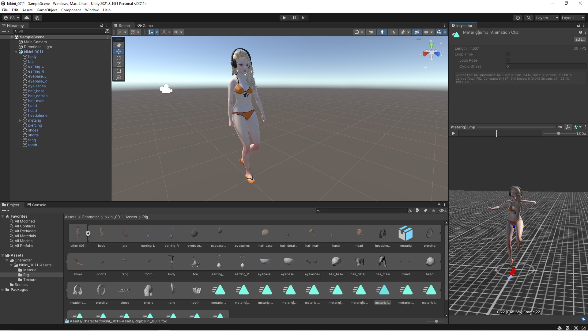 3D Bikini 0011 - UE5 - Unity - Blender - Animated - Realistic Female Character Model ...